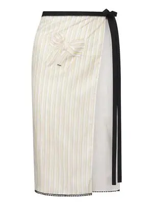 Prada Embroidered Striped Wrap Skirt - Beige