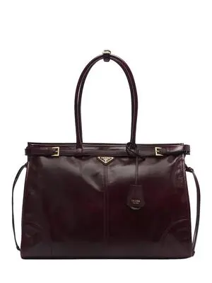 Prada Prada Bonnie Extra Large Leather Shoulder Bag Burgundy