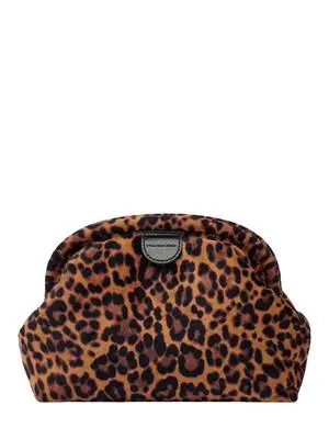 Stella McCartney Small Leopard-print Velvet Clutch - Brown