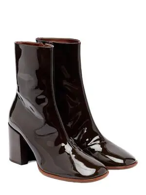 Dries Van Noten Patent Leather Mid-calf Boots - Brown