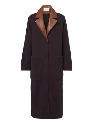 Dorothee Schumacher Wool And Cashmere Coat With Leather Trim - Brown