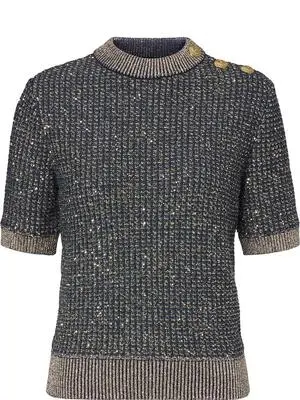 Balmain Sequined Lamé Sweater - Blue
