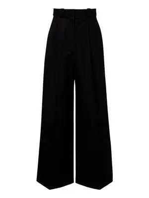 Balenciaga Cotton Twill Wide-leg Pants - Black