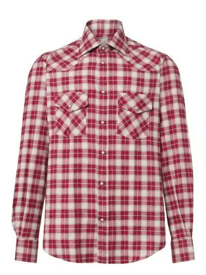 Eleventy Plaid Cotton Shirt - Red