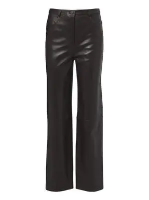 Loulou De Saison Leather Straight Leg Trousers - Brown
