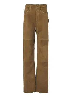 Altuzarra Suede Straight Leg Pants - Brown