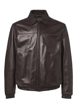 Canali Leather Blouson Jacket - Brown