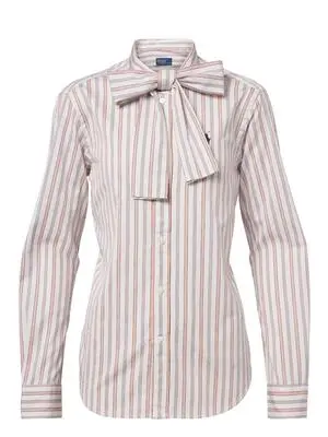 Polo Ralph Lauren Striped Cotton Poplin Shirt With Bow Detail - Multicoloured