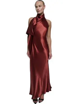 Bardot Sierra Drape Front Maxi Dress - Rust