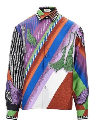Versace Silk Twill Shirt With Formula 6 Print - Multicolor