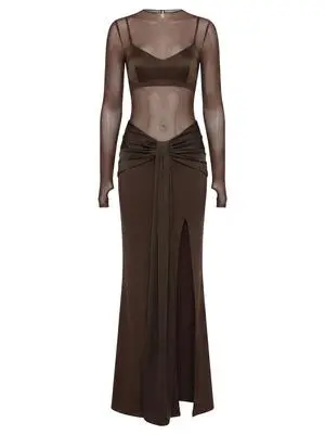 CLERESTORY Seraphine Three-piece Sheer Assembly Gown - Brown
