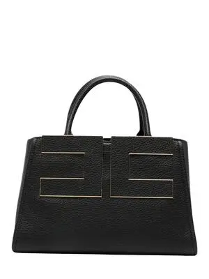 Elisabetta Franchi Elisabetta Franchi Leather Top Handle Bag With Gold Tone Detail Black