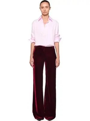 Serena Bute Velvet Flare Trousers - Red