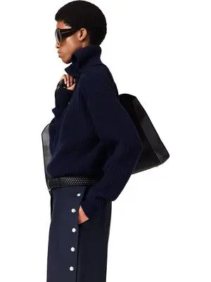 Stella McCartney Recycled Cashmere Ribbed Turtleneck Jumper - Navy