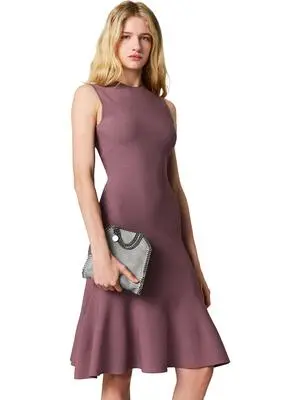 Stella McCartney Compact Knit Peplum Dress - Plum