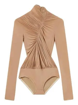 Stella McCartney Crepe Jersey Draped Bodysuit - Brandy