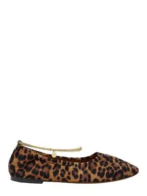 Stella McCartney Stella McCartney Velvet Chain Detail Ballerina Flats Leopard