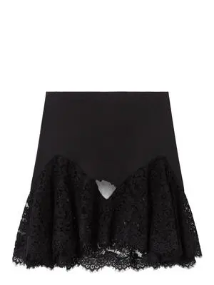 Stella McCartney Lace-trimmed Satin Skirt - Black