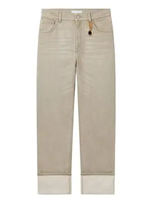 Stella McCartney Straight Turn-up Jeans In Organic Cotton - Ecru