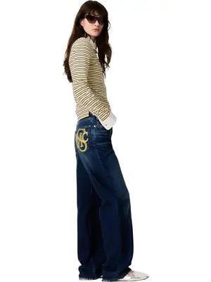 STELLA MCCARTNEY Stella McCartney Crest-Embroidered Straight Leg Jeans