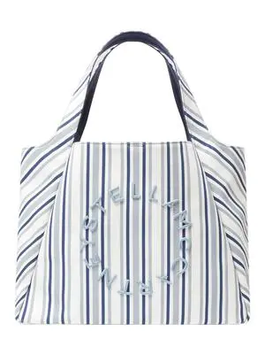 Stella McCartney Logo Striped Tote Bag - Blue/white