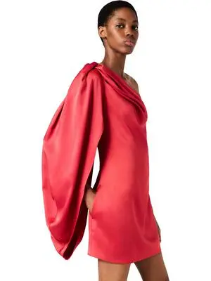 Stella McCartney One-shoulder Draped Satin Mini Dress - Red
