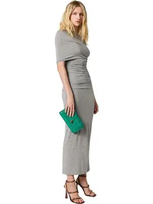 Stella McCartney One Shoulder Twisted Maxi Dress - Grey Melange