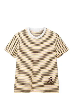 Stella McCartney Crest-embroidered Striped Organic Cotton T-shirt - 8485