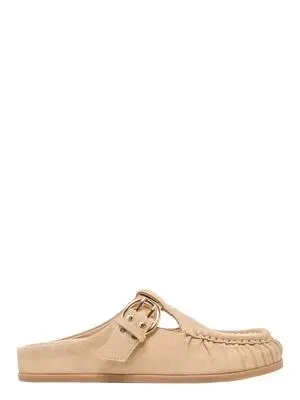 DOLCEVITA Jeanne Suede Flats With Buckle Detail - Camel Suede