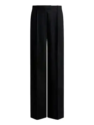 12 STOREEZ Pleated Wide-leg Trousers - Black