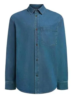 12 STOREEZ Pocket Denim Shirt - Blue