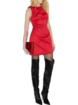 Elisabetta Franchi Taffeta Mini Dress With Fish Scale Pattern - Red