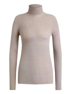 12 STOREEZ Ribbed Merino-wool High Neck Sweater - Neutrals