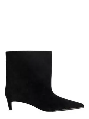12 STOREEZ Suede Kitten-heel Ankle Boots - Black