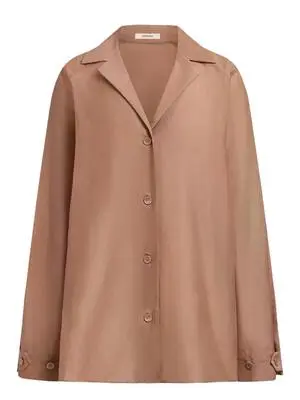 12 STOREEZ Raglan Sleeve Notched Collar Shirt - Neutrals