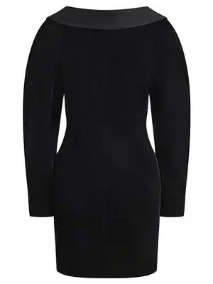12 STOREEZ Adagio Velvet Mini Dress - Black