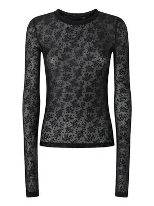 Pinko PINKO Floral Lace Long-Sleeve Top Black