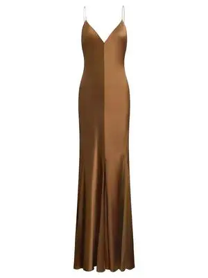 12 STOREEZ Ava Silk Maxi Dress - Brown