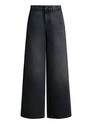 12 STOREEZ Belt-loops Wide-leg Jeans - Grey