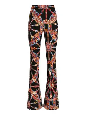 Dolce & Gabbana Carretto Print Viscose Jersey Flared Leggings - Black