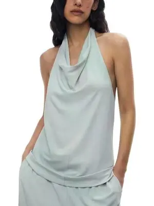 12 STOREEZ Cannes Halterneck Backless Top - Blue
