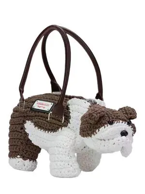 CHARLES JEFFREY Bulldog Crochet Tote Bag - Brown