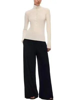 12 STOREEZ Ribbed Knit High Neck Sweater - White