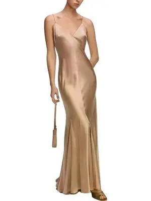 12 STOREEZ Ava Silk Maxi Dress - Pink