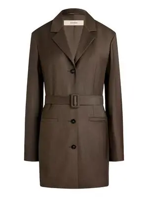 12 STOREEZ Belted Wool Blazer - Brown