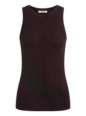 12 STOREEZ Ribbed Tank Top - Brown