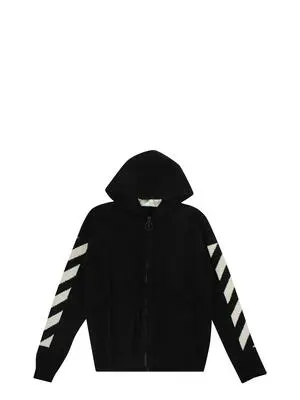 Off-White Diagonal Zip Knit Hoodie - Black