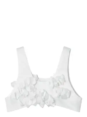 ENFOLD Ruffled Cropped Top - White