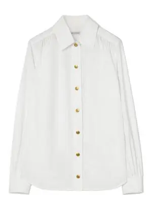 Burberry Cotton Poplin Blouse With Equestrian Knight Design Press-studs - White