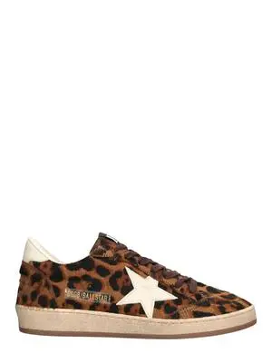 GOLDEN GOOSE Pony Hair Leopard Print Ball Star Sneakers - Brown
